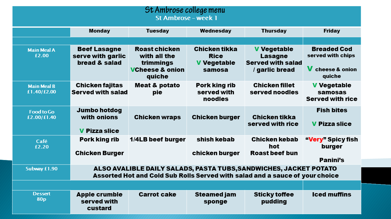 Saint Ambrose College - Catering